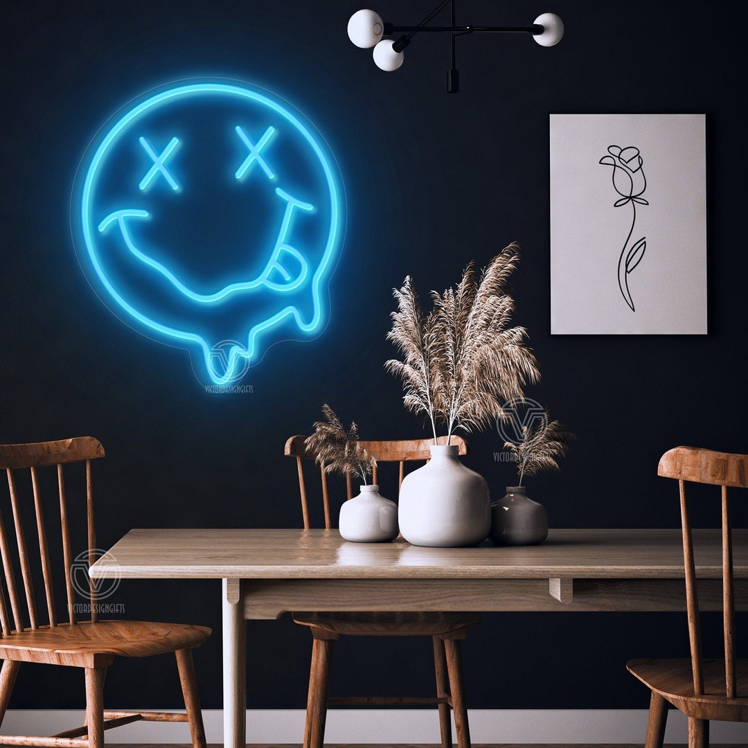 Smiley Face Neon Sign Emoji Smile Neon Sign Custom Neon - Etsy