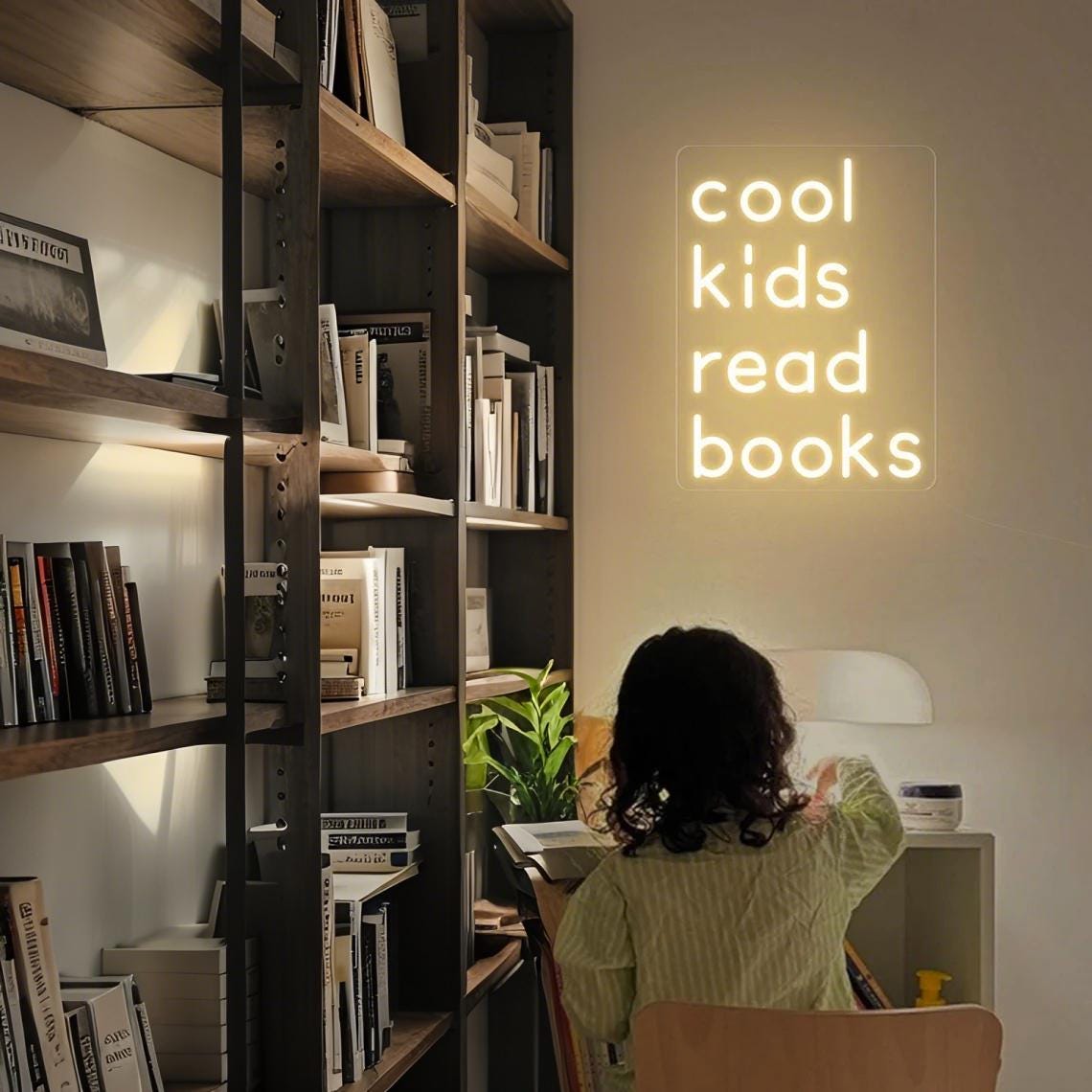 Cool Kids Read Book Neon Sign, Reading Book Sign Led, Home Study Neon ...