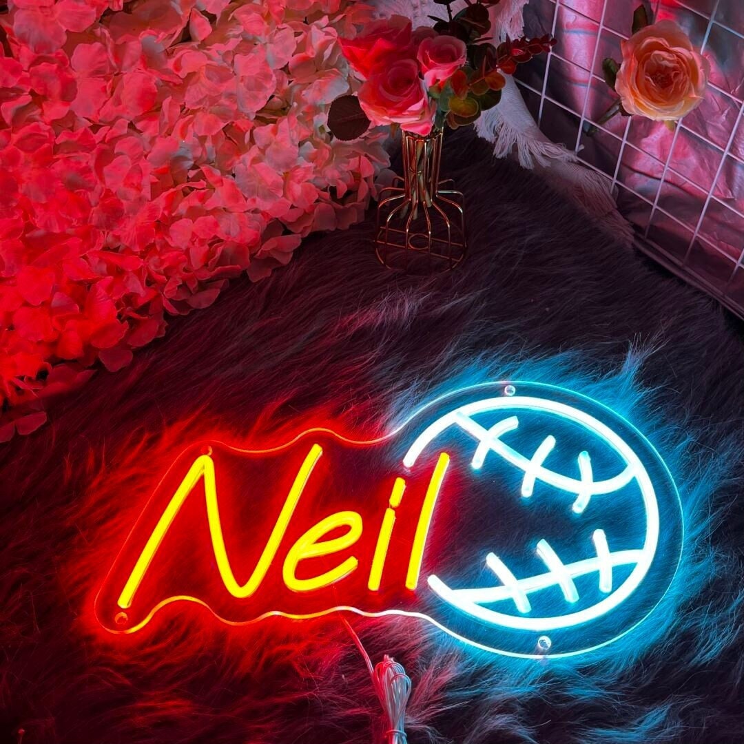 Custom Baseball Neon Sign, Personalized Baseball Neon Sign, Baseball ...