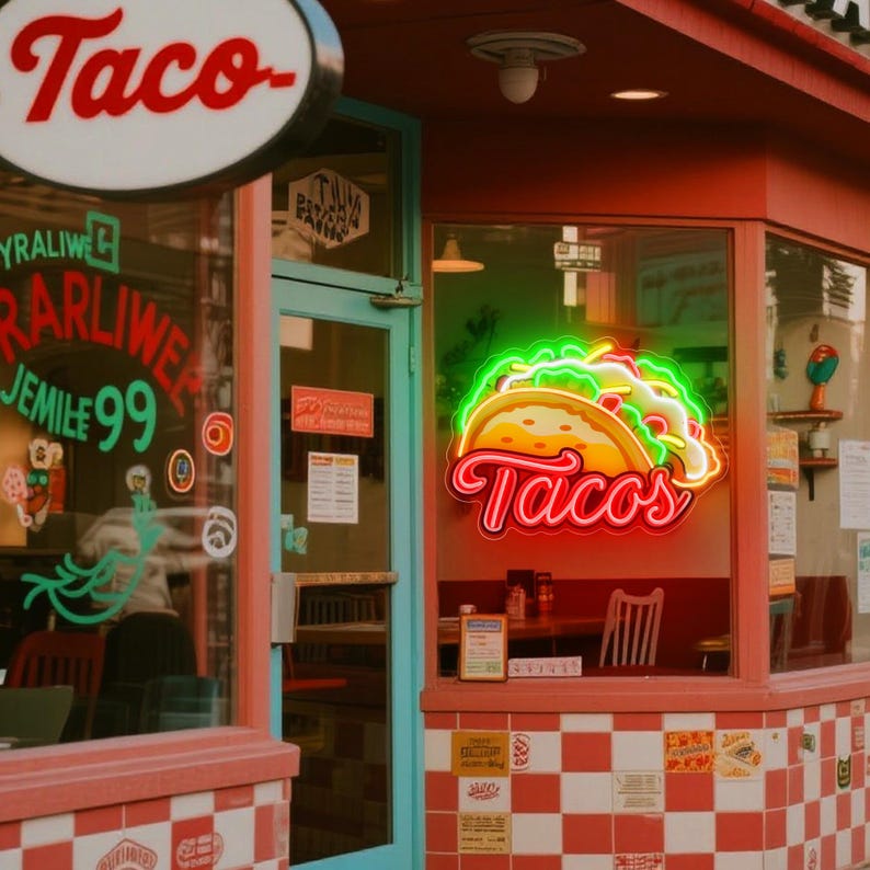 Tacos Neon Sign Custom, Street Food LED Sign, Fast Food Light,mexican ...
