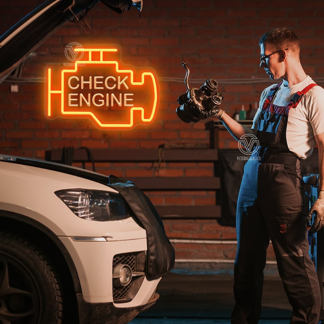Check Engine Neon Sign, Car Neon Sign Garage Sign Custom Neon Sign ...