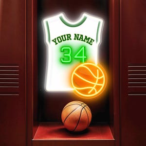 Custom Basketball Jersey Neon Sign, Custom Name Neon Sign for Kids ...