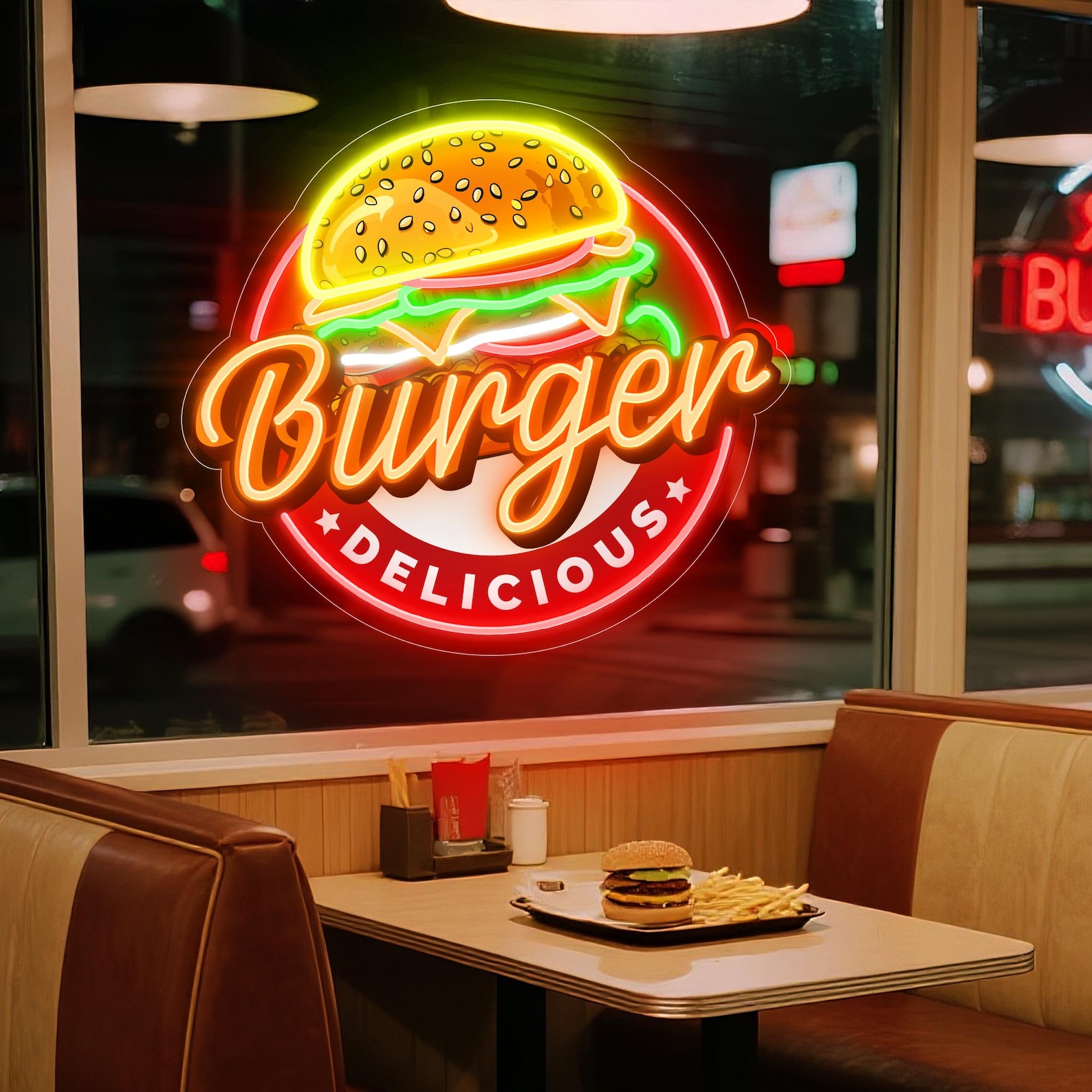 Burger Neon Sign Custom, Neon Hamburger Light, Neon Burger Led Light ...