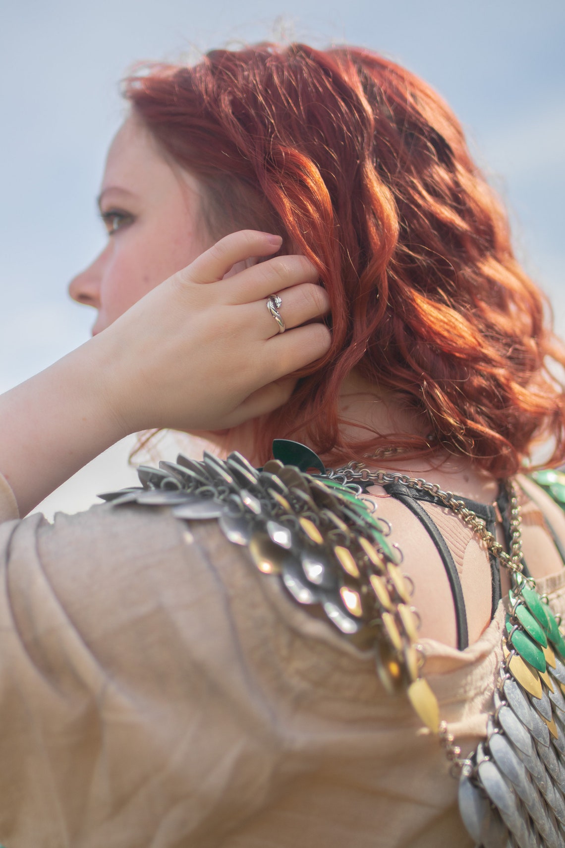 Elven Queen Scalemail Breastplate (dragon Chainmail Ren Faire Shoulder ...