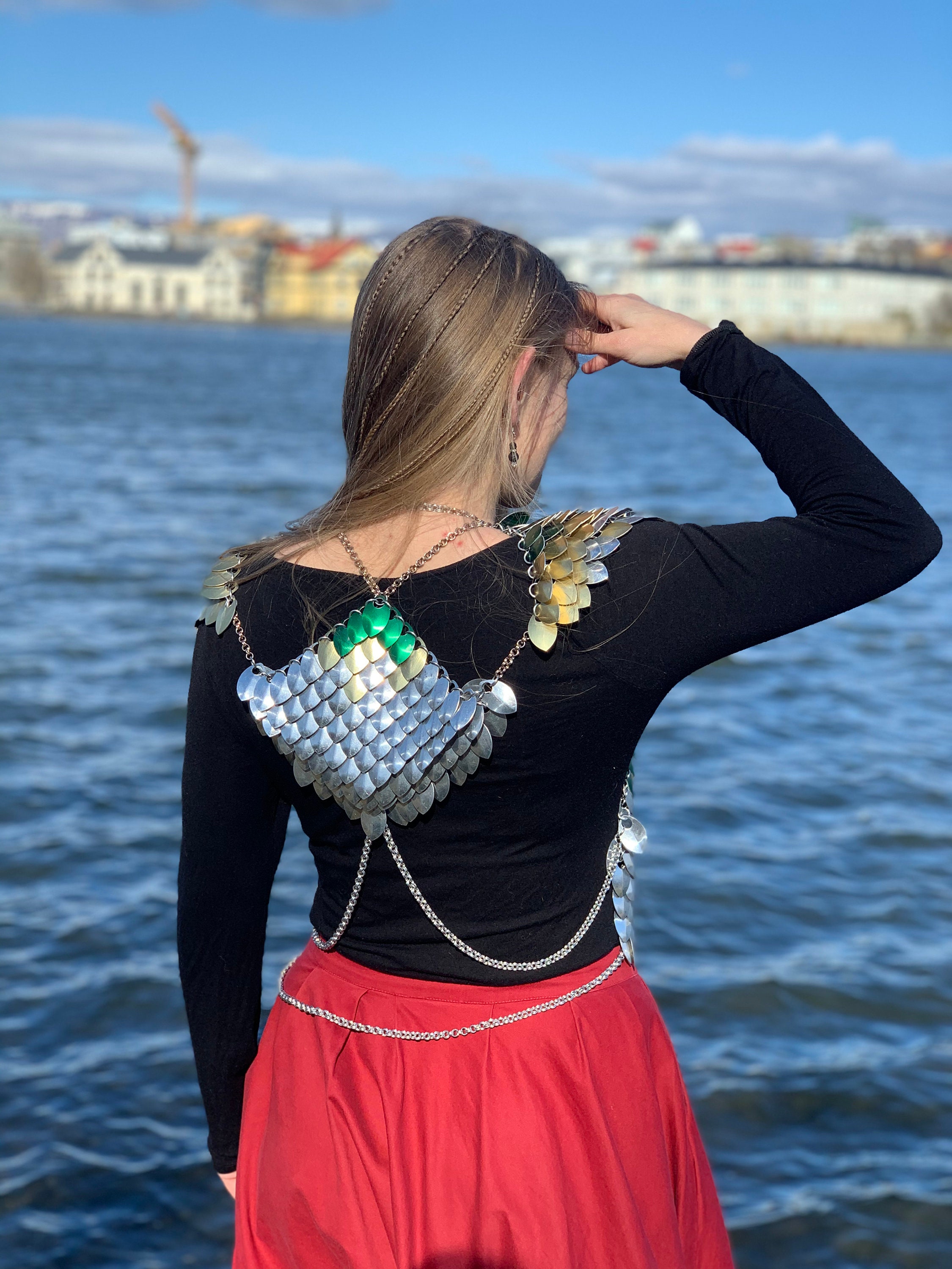 Elven Queen Scalemail Breastplate (dragon Chainmail Ren Faire Shoulder ...