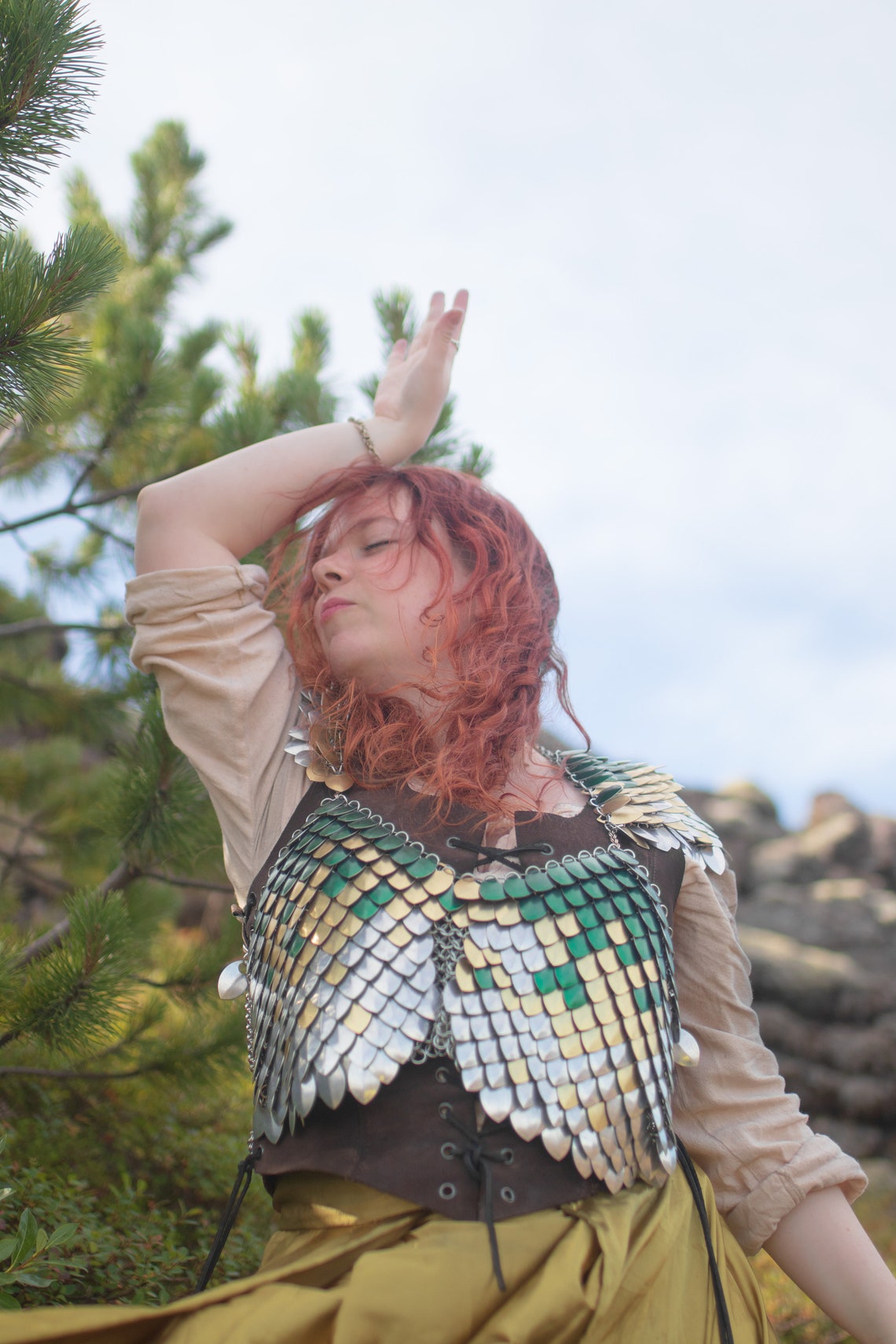 Elven Queen Scalemail Breastplate (dragon Chainmail Ren Faire Shoulder ...