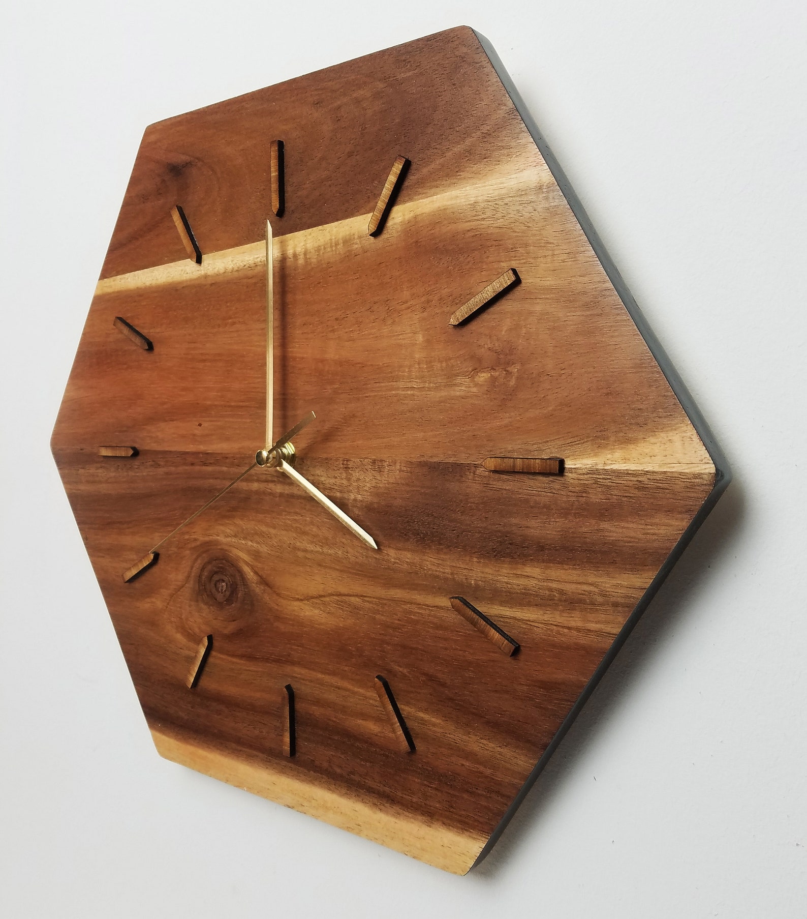 Wooden Hexagon wall clock | Etsy