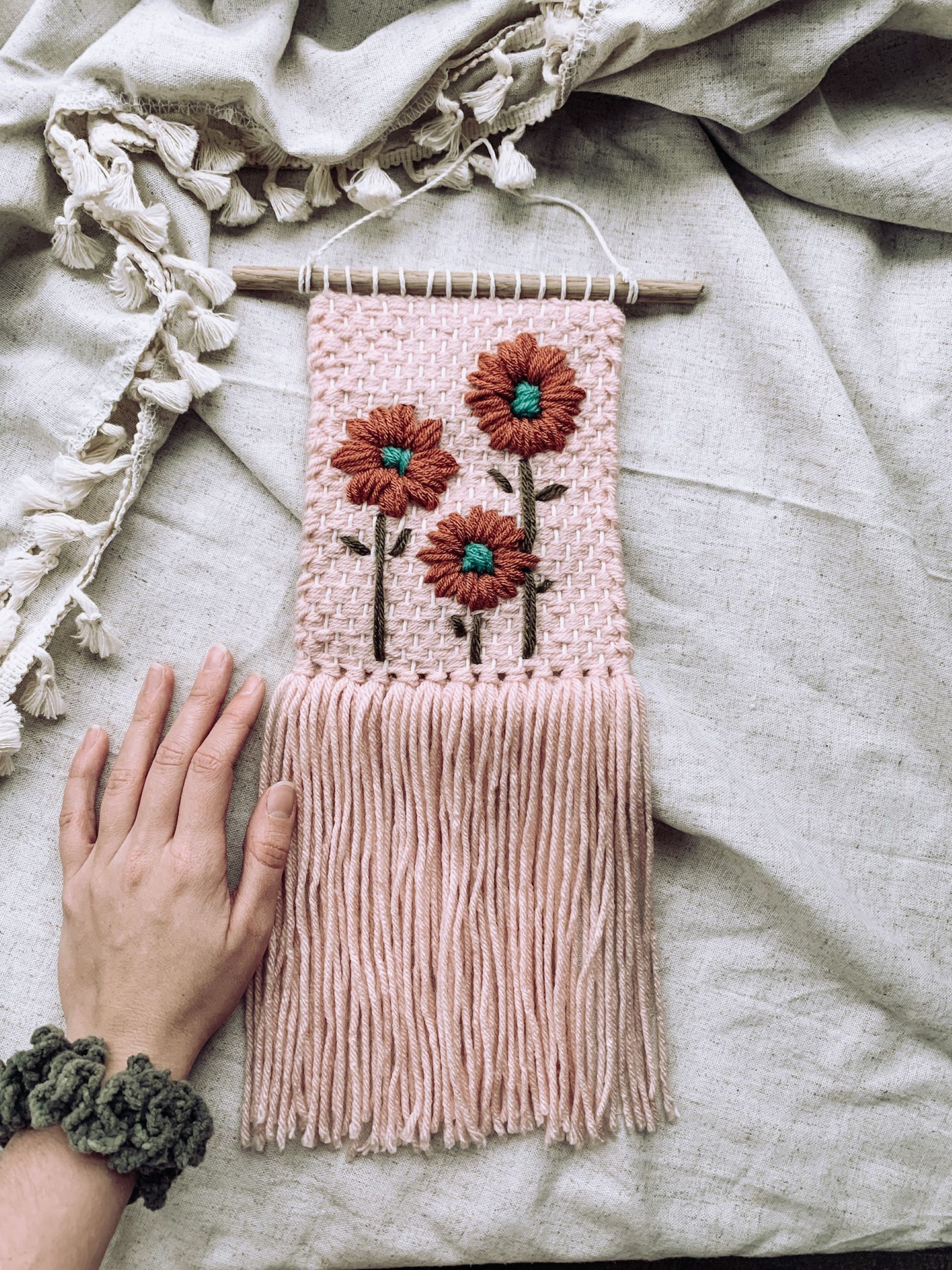 Botanical Handmade Woven Embroidery Wall Hanging Art Home - Etsy