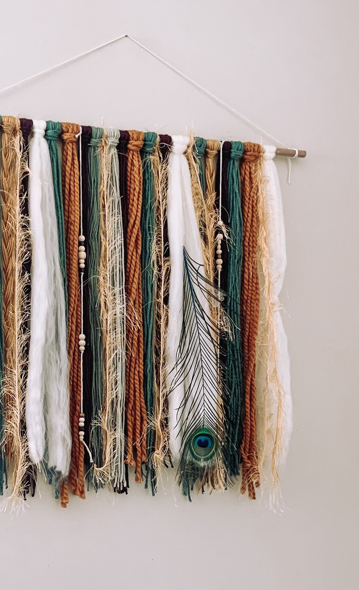 Macrame Textured Handmade Wall Hanging Decor - Peacock Inspired - Boho ...