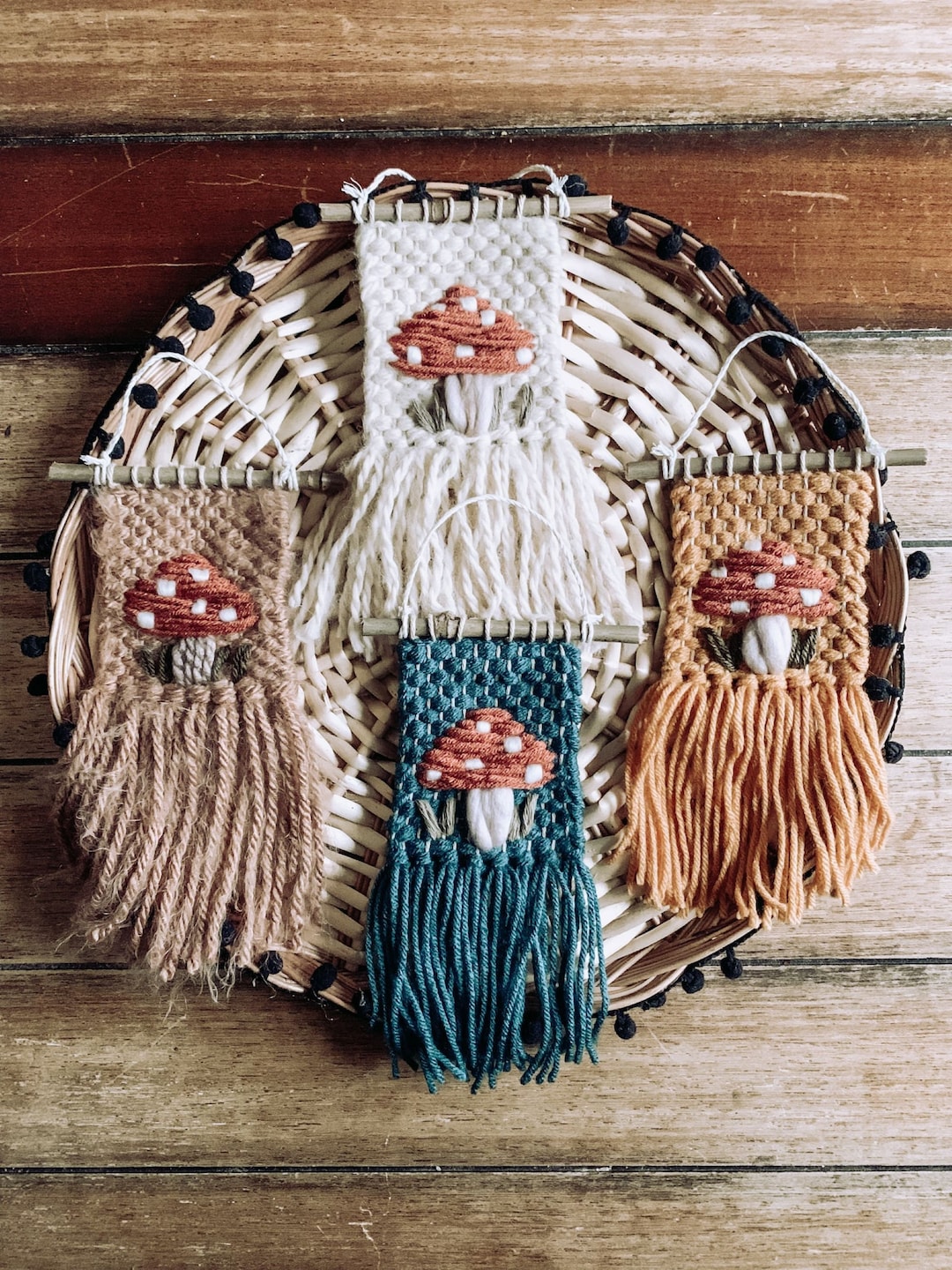 Mushroom Handmade Woven Wall Hanging Decor - Cottage Decor - Mushroom ...