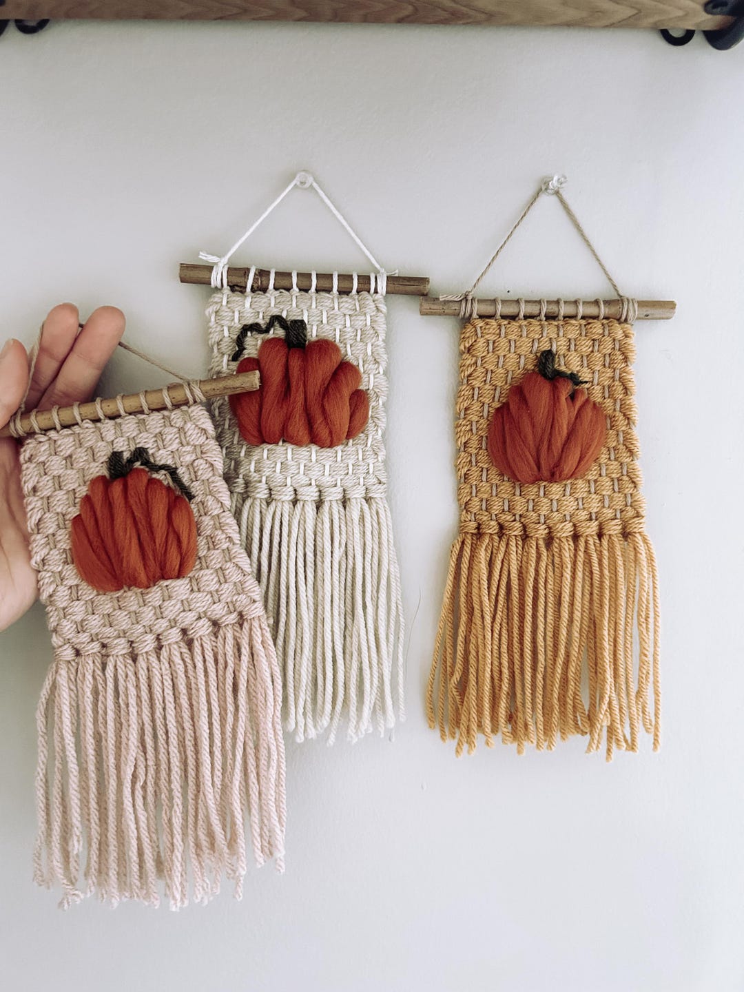 Pumpkin Fall Mini Wall Hanging Art Decor Gift Autumn Colors - Hippie ...