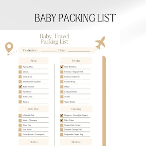 Editable Baby Travel Packing List Template | Canva Template | Blank PDF ...
