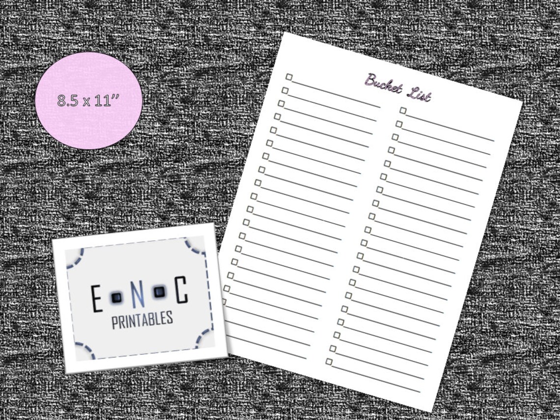 Printable Bucket List Page | PDF, Checklist, Downloadable Print, Insert ...