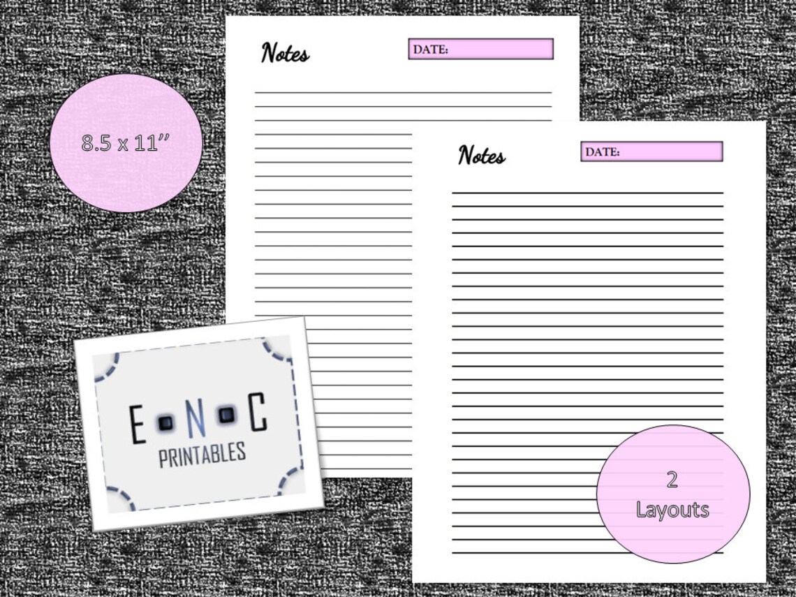 Printable Notes Pages | PDF, Printable Lined Notes, Downloadable Print ...