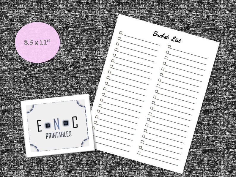 Printable Bucket List Page | PDF, Checklist, Downloadable Print, Insert ...