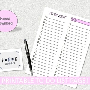 Printable to Do List Page | PDF, Checklist, Downloadable Print, Insert ...