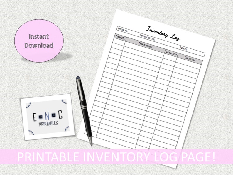 Printable Inventory Log | PDF, Inventory Log Sheet, Downloadable Print ...