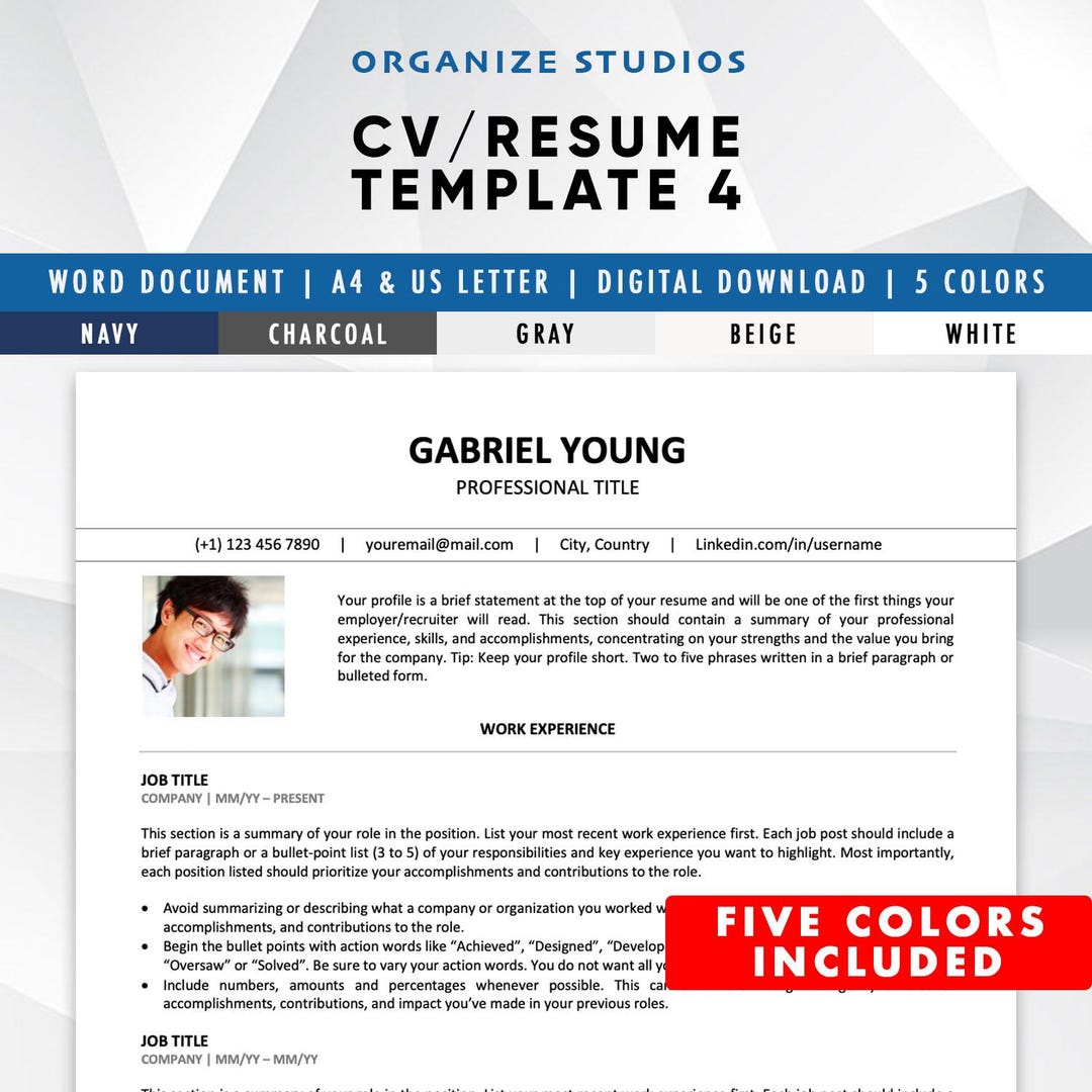 Modern Resume Template: Editable CV, Cover Letter, References (MS Word ...