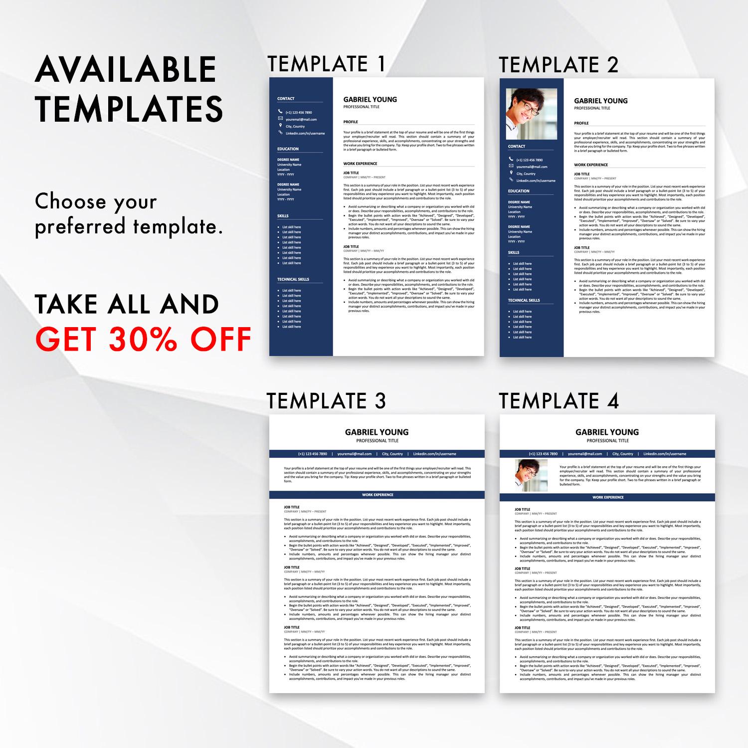 Modern Resume Template: Editable CV, Cover Letter, References (MS Word ...
