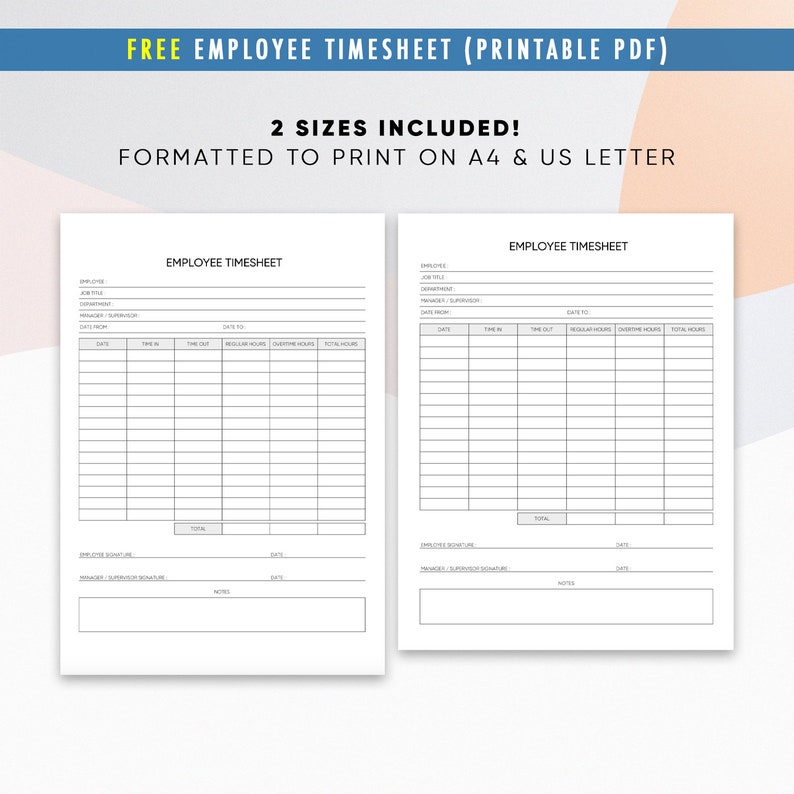 Employee Monthly & Weekly Timesheet 1-25 Employees Excel - Etsy