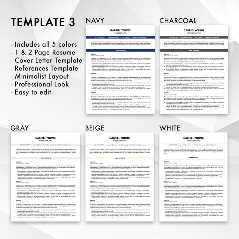 Professional Resume Template Bundle CV Template With Picture - Etsy