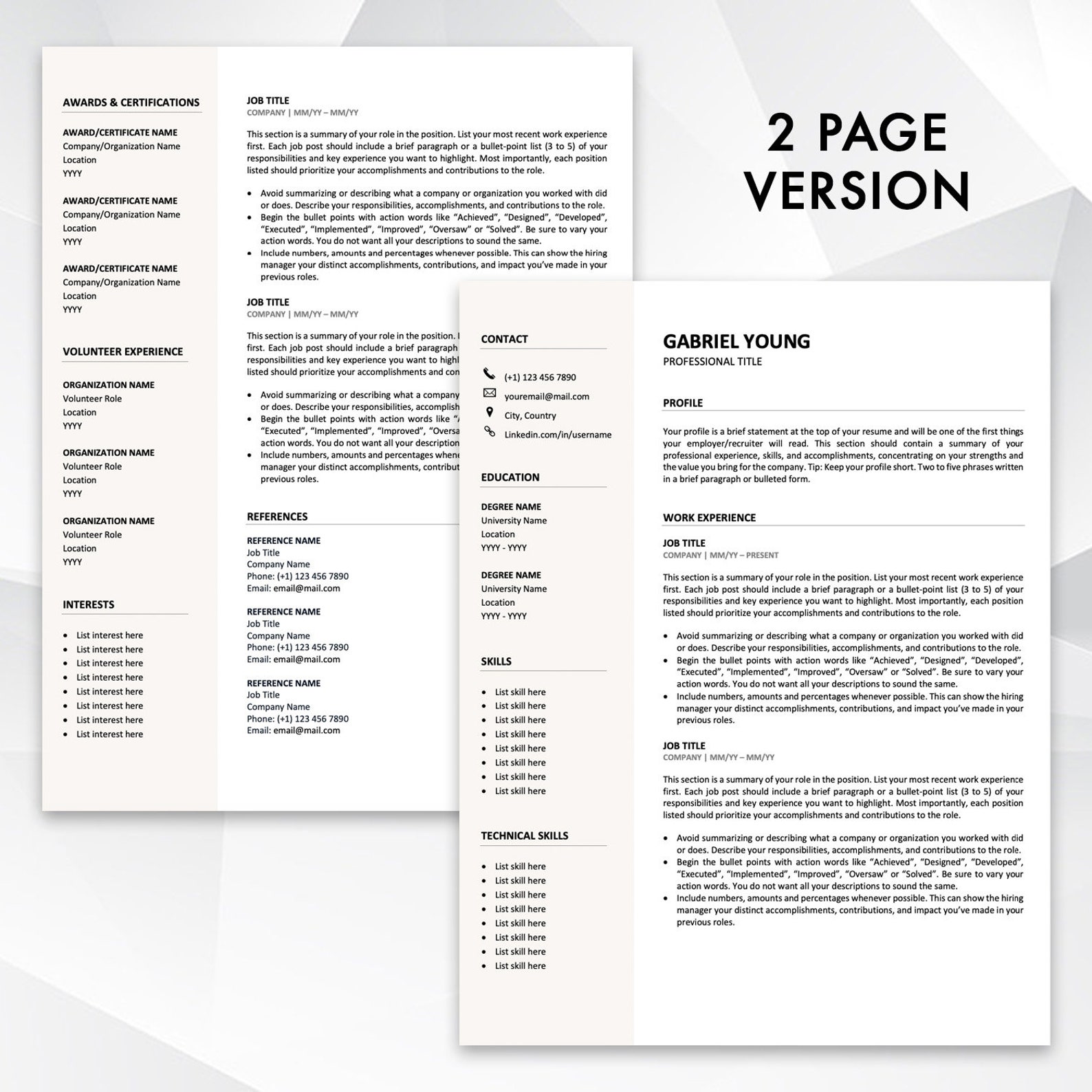 Modern Resume Template: Editable CV, Cover Letter, References (MS Word ...
