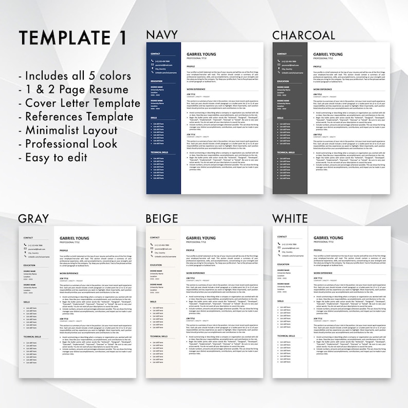 Professional Resume Template Bundle CV Template With Picture - Etsy