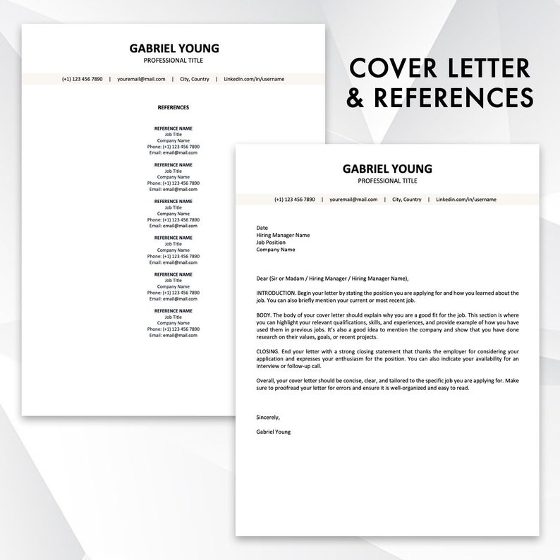 Modern Resume Template: Editable CV, Cover Letter, References (MS Word ...