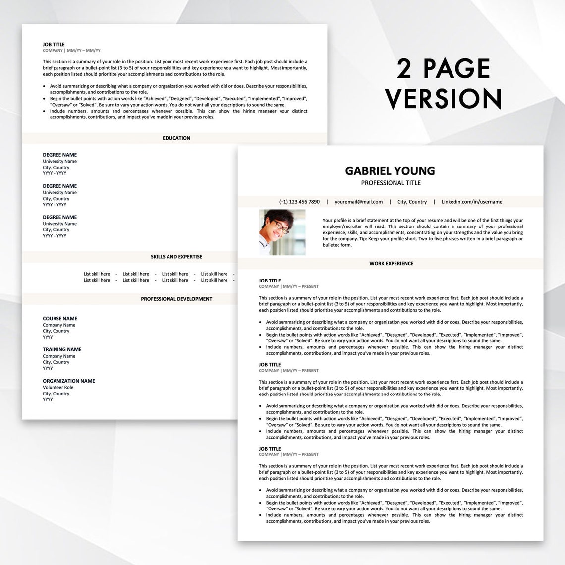 Modern Resume Template: Editable CV, Cover Letter, References (MS Word ...