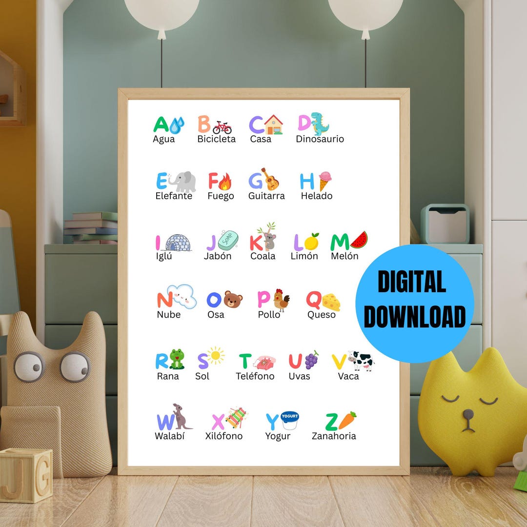 Printable Spanish Alphabet Poster | Educational | Nursery Print ...