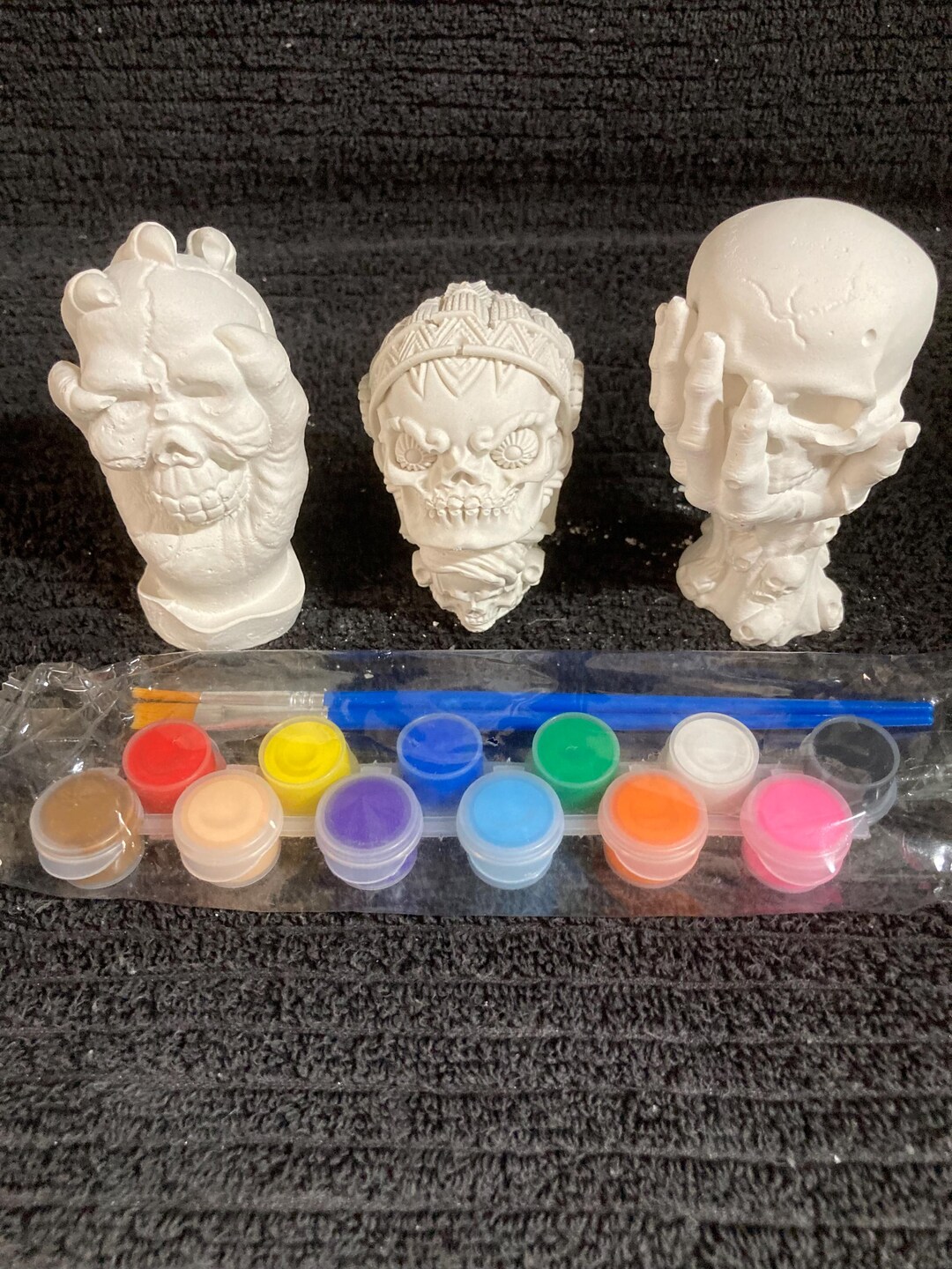 Plaster 3 Piece Skull Set - Etsy