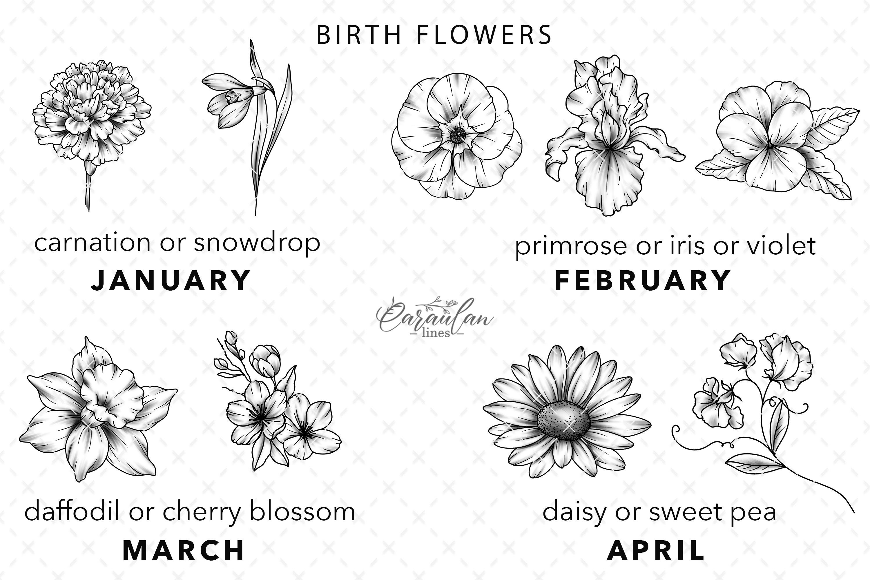 Custom Birth Flower Tattoo Design: Family Bouquet (made to Order ...