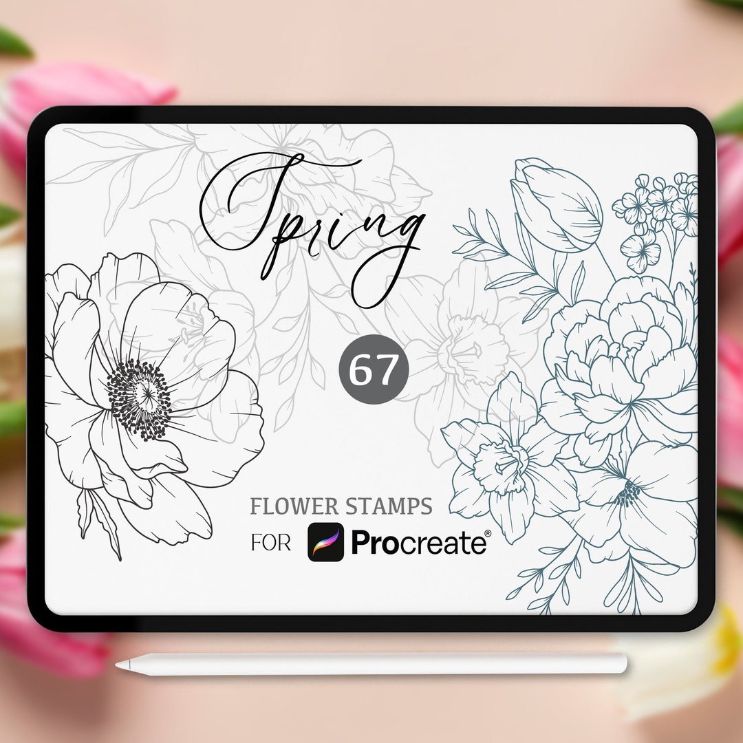 Procreate Floral Stamp, Procreate Flower Stamp, Botanical Stamp ...