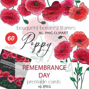 Remembrance Day Poppy Clipart, Poppies Vector Clipart, Red Poppy Flower ...
