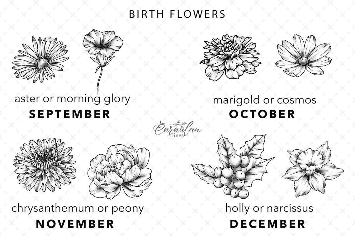 Custom Birth Flower Butterfly Tattoo Design: Family Bouquet (made to ...