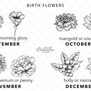 Custom Birth Flower Butterfly Tattoo Design: Family Bouquet (made to ...
