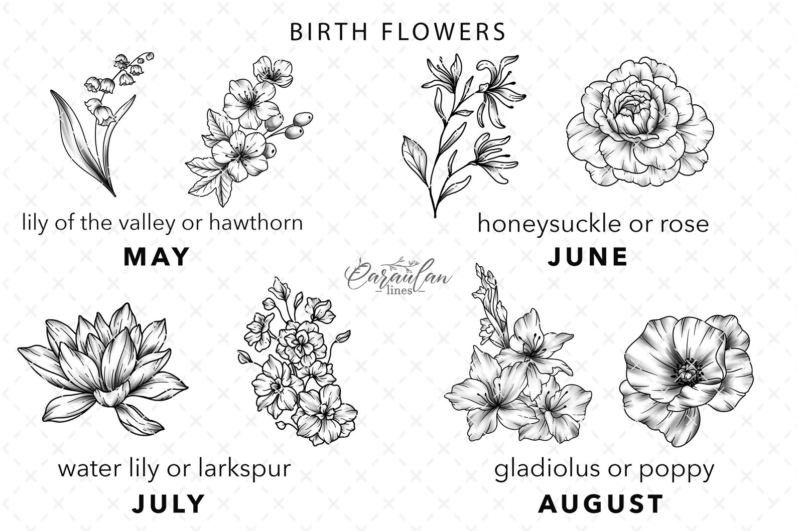 Custom Birth Flower Butterfly Tattoo Design: Family Bouquet (made to ...