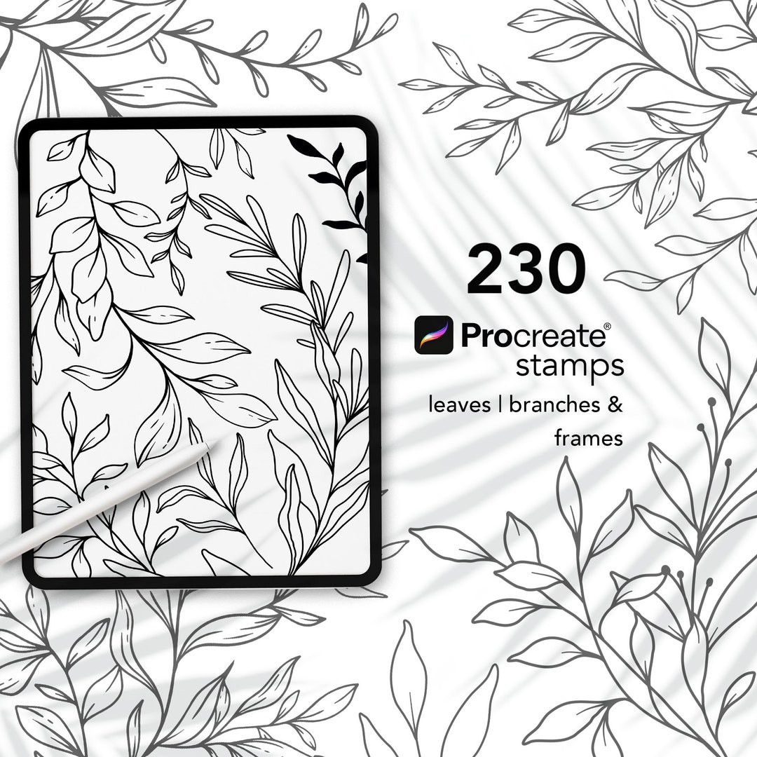 Procreate Floral Stamp, GREENERY Stamp, Procreate Greenery Stamp ...