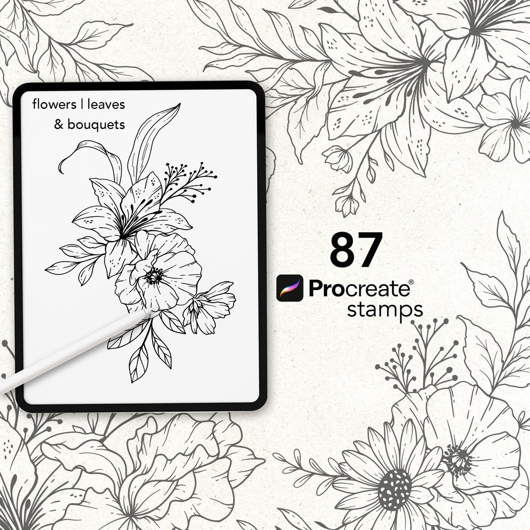 Floral Procreate Stamp, Procreate Flower Stamp, Botanical Stamp ...