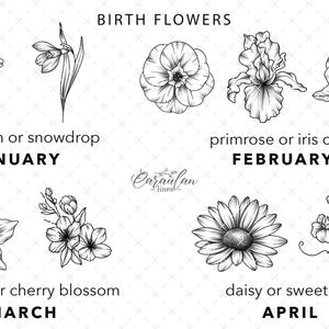 Custom Birth Flower Butterfly Tattoo Design: Family Bouquet (made to ...