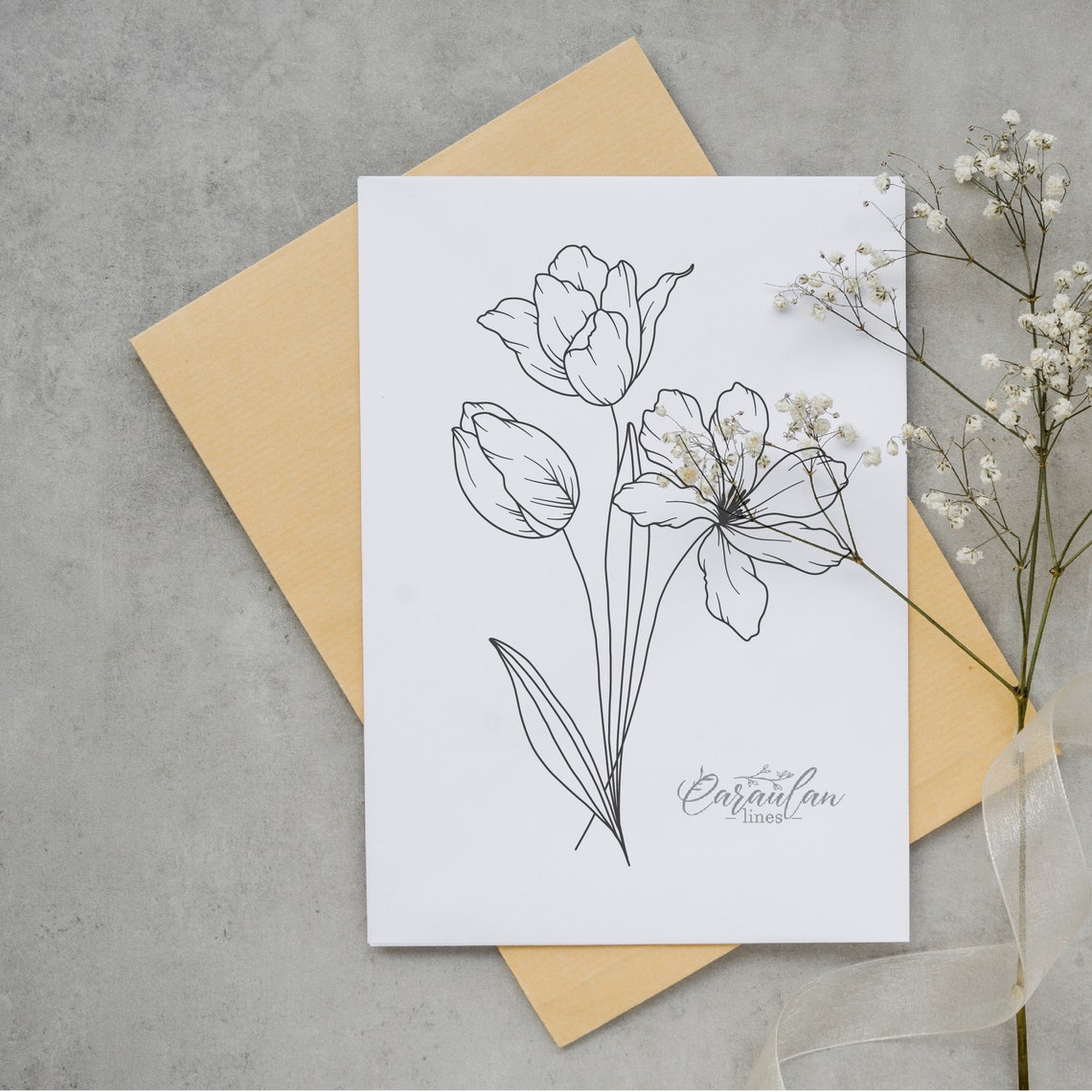 Tulips Line Art, Tulip SVG, Tulips Clipart, Botanical Clipart Svg, Hand ...