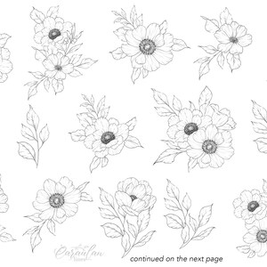Procreate Floral Stamp, Flower Stamp, Floral Line Art, Botanical Stamps ...