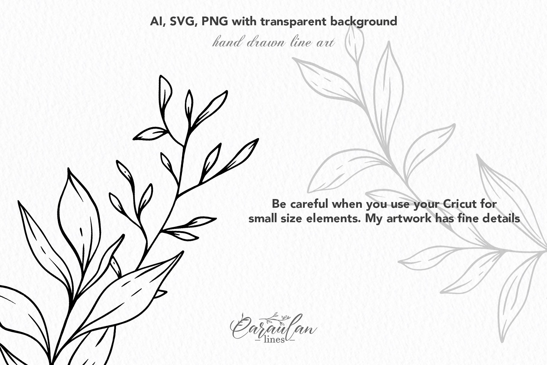 Greenery Line Art Botanical Clipart SVG Hand Drawn Greenery - Etsy