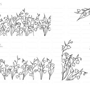 Lily of the Valley Line Art, Lily of the Valley SVG, Botanical Clipart ...