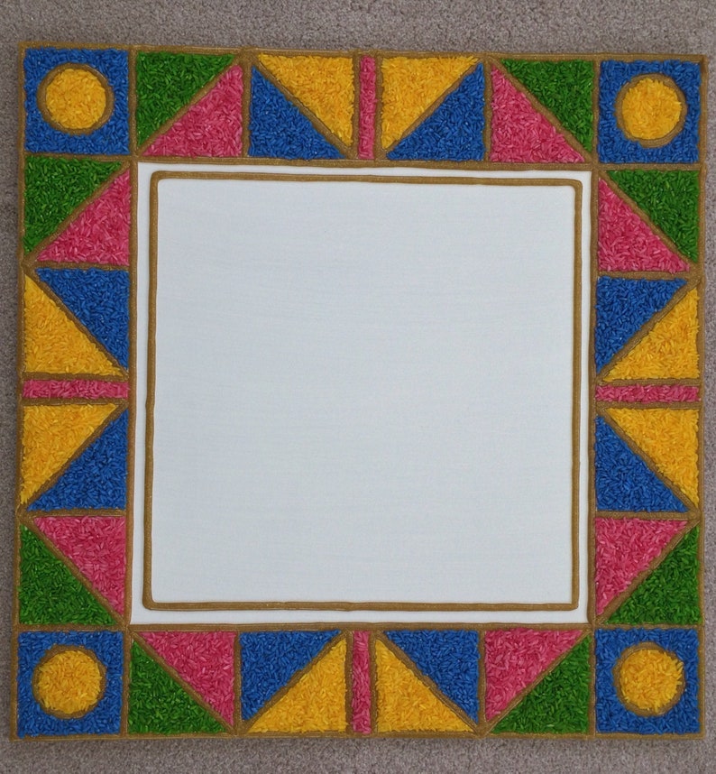 Phulkari Design Maiyan Board Punjabi Wedding Accessories White Base ...