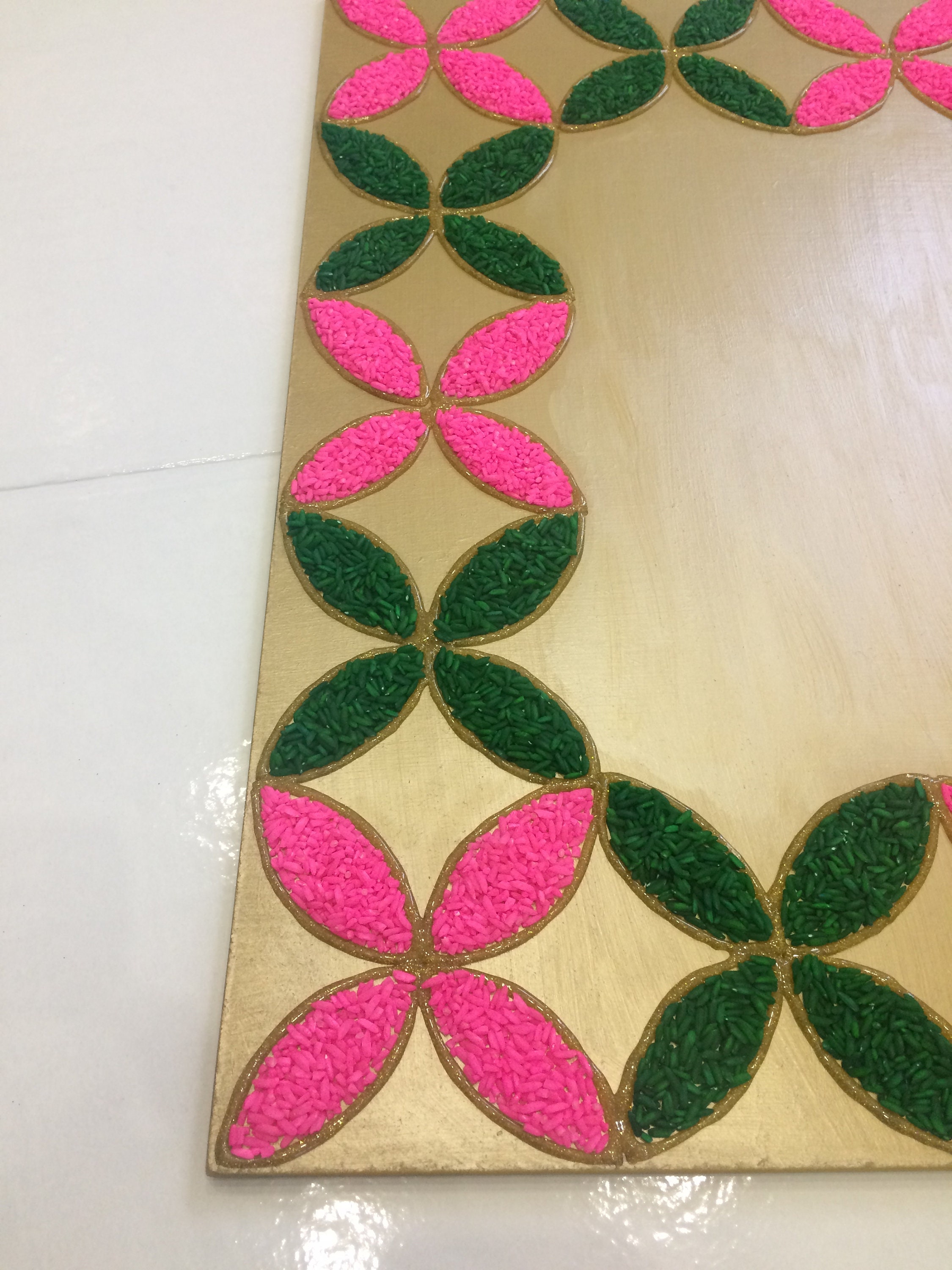 Flower Design Maiyan Board Vatna Haldi Coloured Rice Punjabi Wedding ...