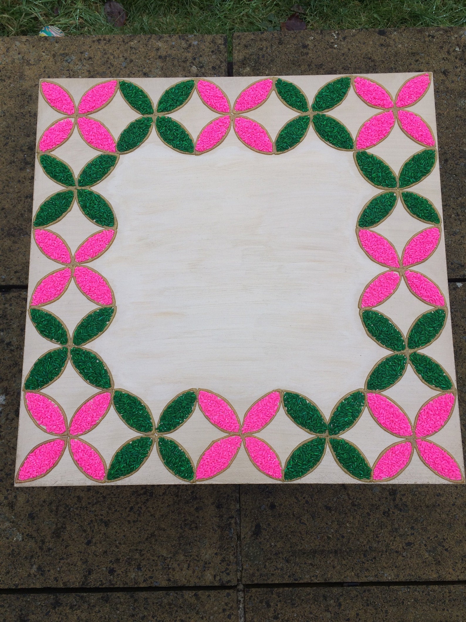 Flower Design Maiyan Board Vatna Haldi Coloured Rice | Etsy