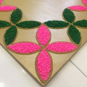 Flower Design Maiyan Board Vatna Haldi Coloured Rice Punjabi Wedding ...