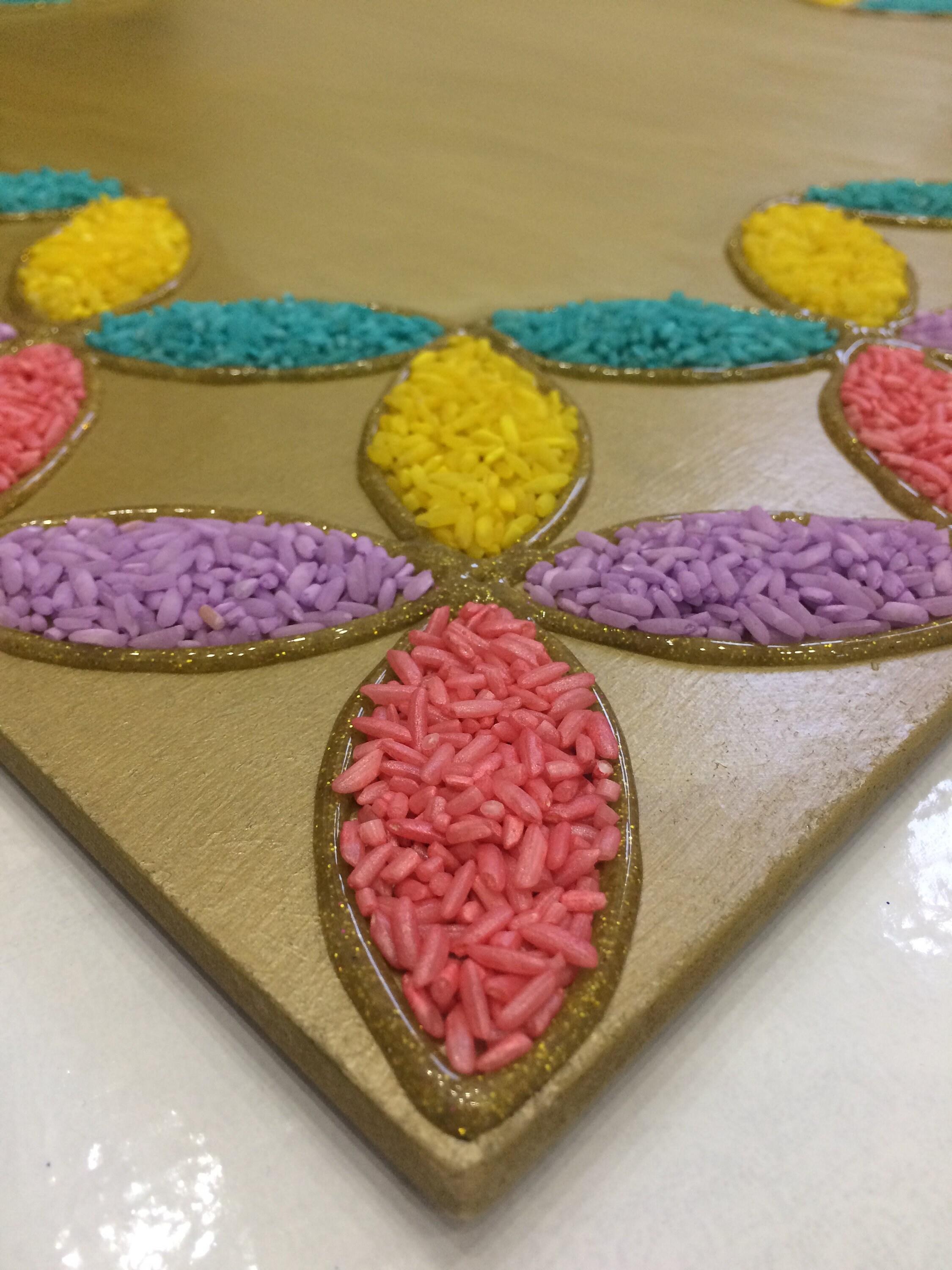 Flower Design Maiyan Board Vatna Haldi Coloured Rice Punjabi Wedding ...