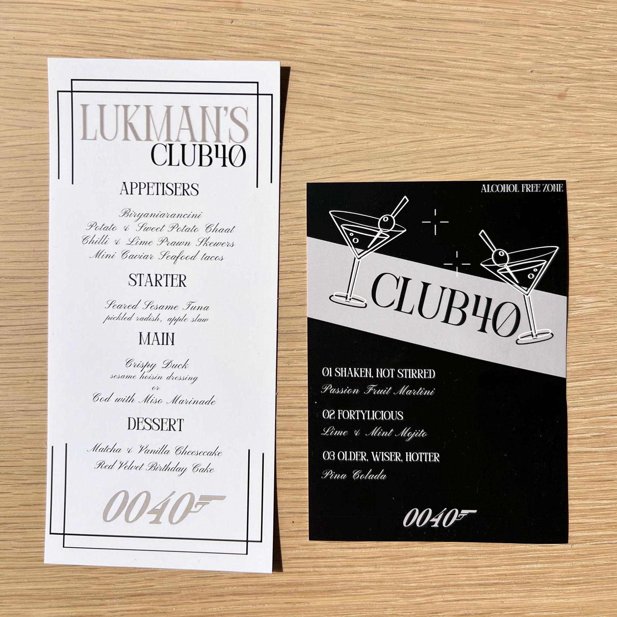 Digital Template 40th Birthday Dinner Menu, James Bond, Art Deco Theme ...